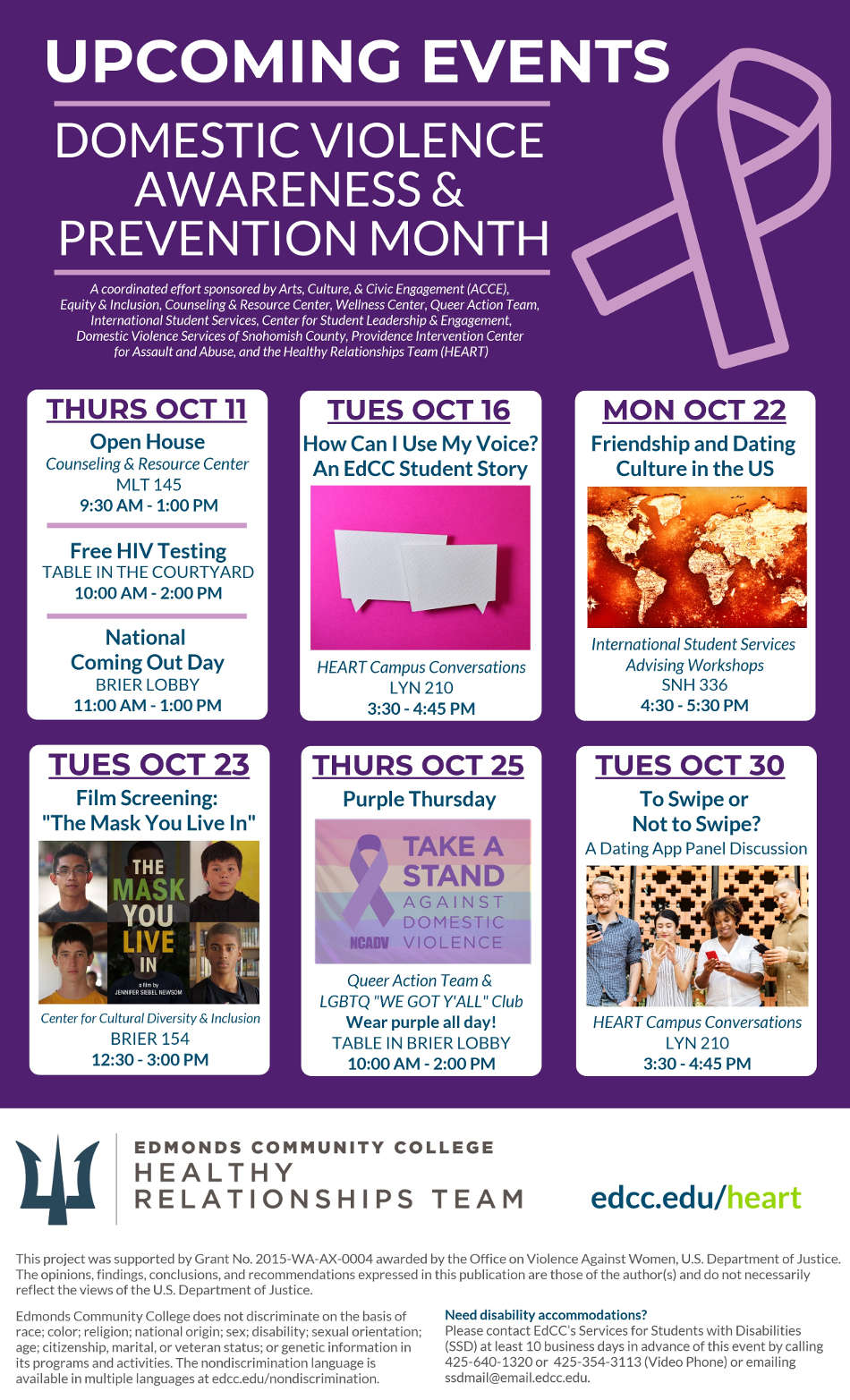 Attend on-campus community conversations, events about domestic ...